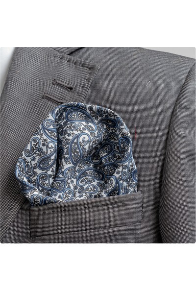 Exve Exclusive Mavi Şal Desen Yaka Mendili