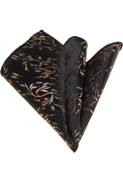 Exve Exclusive Siyah Üzeri Bakır Yaprak Desen Dokuma Cep Yaka Mendili Exve Exclusive Siyah Üzeri Bakır Yaprak Desen Dokuma Cep Yaka Mendili