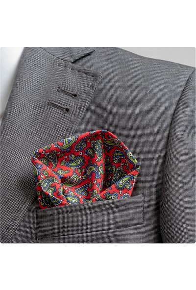 Exve Exclusive Kırmızı Şal Desen Yaka Mendili