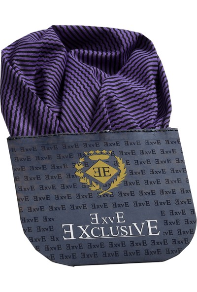 Exve Exclusive Mor Siyah Çizgili Katlanmış Kullanıma Hazır Cep Mendili