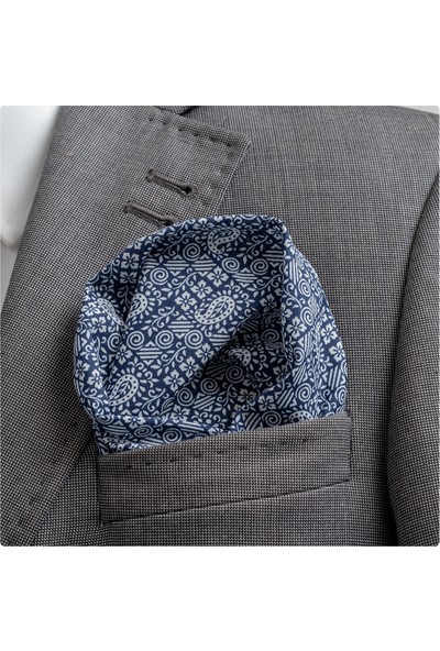 Exve Exclusive Mavi Şal Desen Yaka Mendili