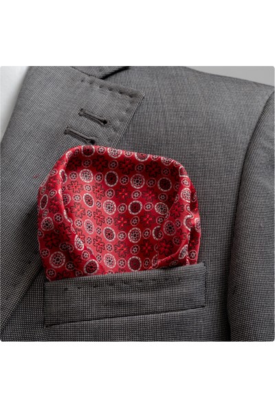 Exve Exclusive Kırmızı Çiçekli Yaka Mendili