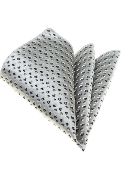 Exve Exclusive Gümüş Geometrik Desenli Cep Yaka Mendili