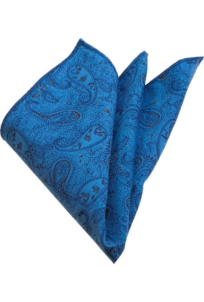 Exve Exclusive Mavi Şal Desen Yaka Mendili
