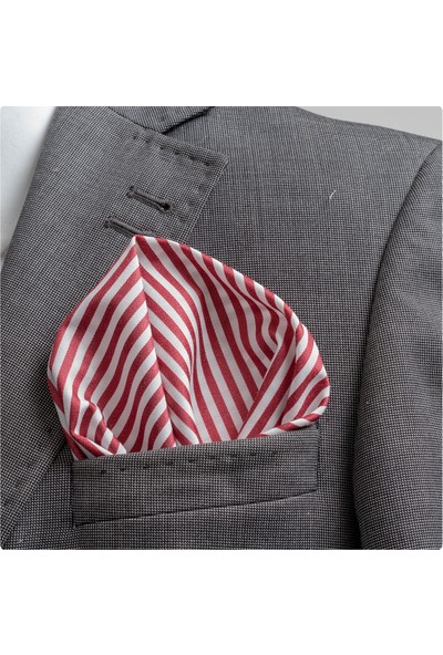 Exve Exclusive Bordo Beyaz Çizgili Yaka Mendili Exve Exclusive Bordo Beyaz Çizgili Yaka Mendili