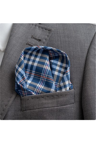 Exve Exclusive Mavi Ekoseli Yaka Mendili Exve Exclusive Mavi Ekoseli Yaka Mendili