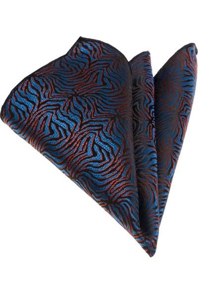 Exve Exclusive Kırmızı Mavi Kum Desenli Tasarım Cep Yaka Mendili