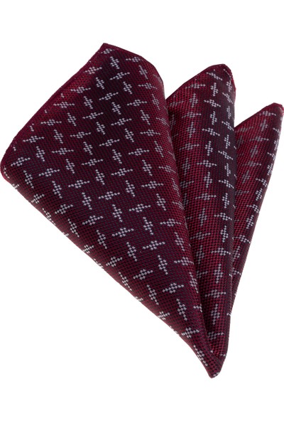Exve Exclusive Bordo Üzeri Geometrik Desenli Cep Yaka Mendili