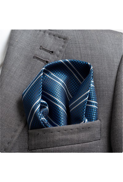 Exve Exclusive Mavi Beyaz Çizgili Yaka Mendili Exve Exclusive Mavi Beyaz Çizgili Yaka Mendili