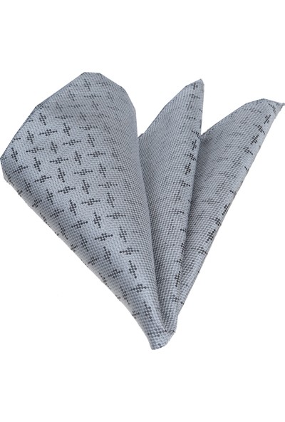 Exve Exclusive Gümüş Üzeri Geometrik Desenli Cep Yaka Mendili