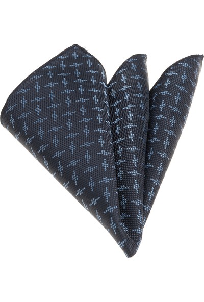 Exve Exclusive Lacivert Üzeri Geometrik Desenli Cep Yaka Mendili