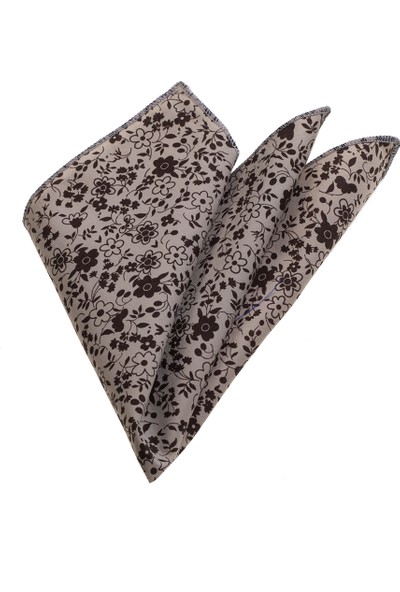 Exve Exclusive Krem Kahve Çiçekli Yaka Mendili