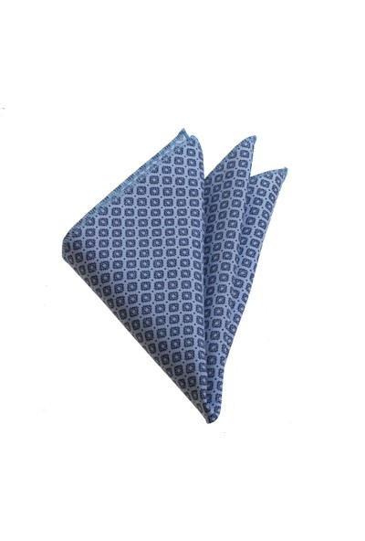 Exve Exclusive Mavi Lacivert Desenli Pamuk Yaka Mendili