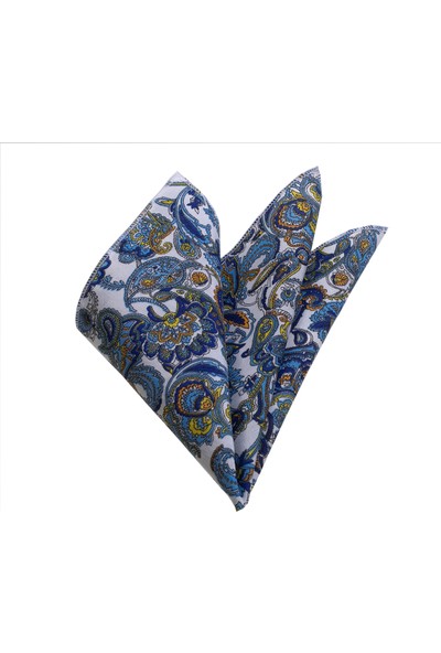Exve Exclusive Mavi Şal Desen Yaka Mendili