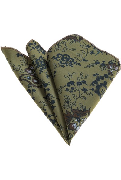 Exve Exclusive Yeşil Çiçek Desen Yaka Mendili