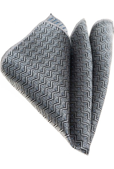 Exve Exclusive Gümüş Zigzag Desen Italyan Stil Cep Yaka Mendili