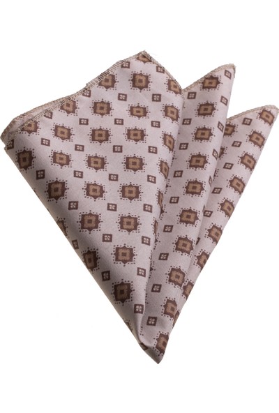 Exve Exclusive Krem Kahve Desen Yaka Mendili