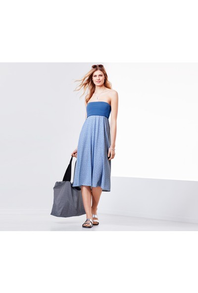 Tchibo Mavi Beyaz Fonksiyonel Elbise