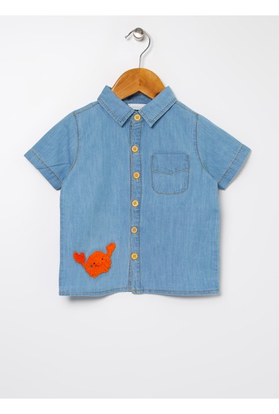 Mammaramma OB-25 İndigo Standart Kalıp Nakışlı Bebek Denim Gömlek Mammaramma OB-25 İndigo Standart Kalıp Nakışlı Bebek Denim Gömlek
