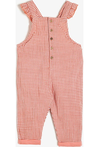 Koton Kız Çocuk Askilari Firfirli Dügme Detaylı Pamuk Karışımlı Tulum