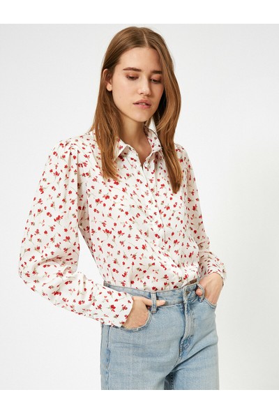 Koton Kadın Çiçek Desenli Saten Gömlek
