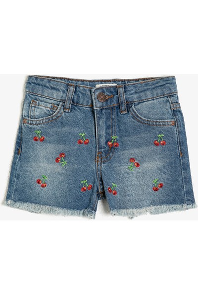 Koton Kız Çocuk Islemeli Jean Şort
