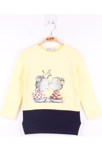 Toontoy Kız Çocuk Fare Baskılı Tunik