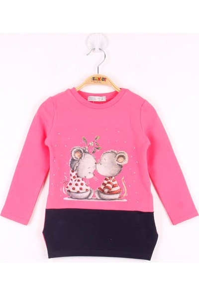 Toontoy Kız Çocuk Fare Baskılı Tunik