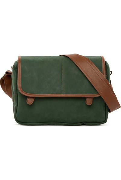Bagmori Yeşil Kapaklı Nubuk Postacı Çapraz Çanta