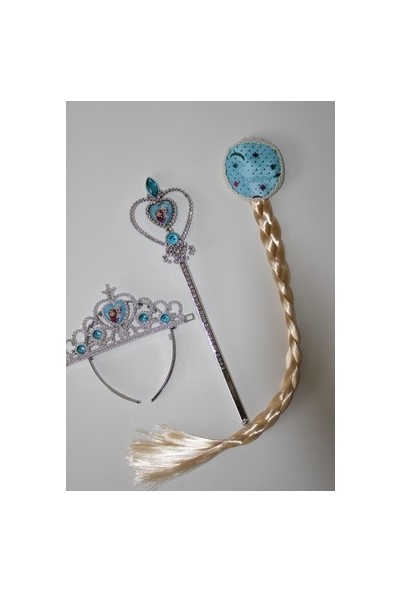 Elsa Karlar Ülkesi Frozen Elsa Taç Asa Saç Set Elsa Karlar Ülkesi Frozen Elsa Taç Asa Saç Set