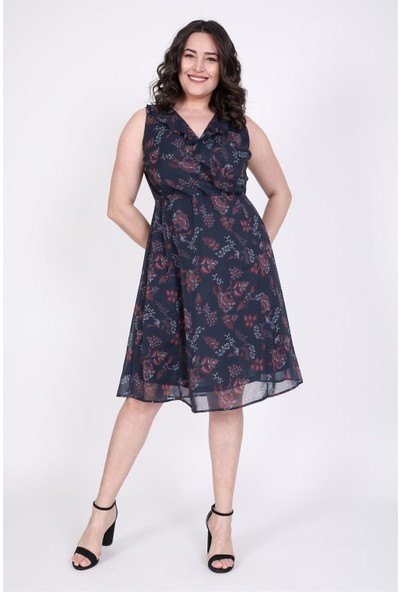 Myline Çapraz Biye Detaylı Şifon Elbise 45418