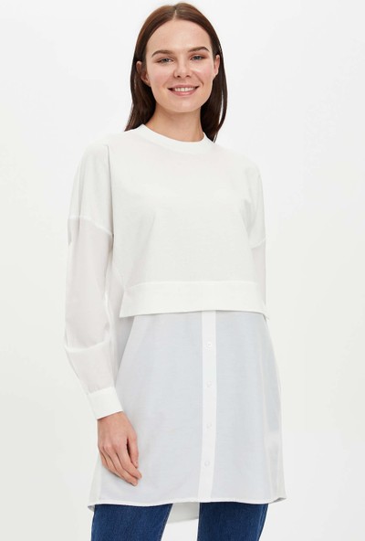 DeFacto Düğme Detaylı Örme Tunik R2606AZ20SM