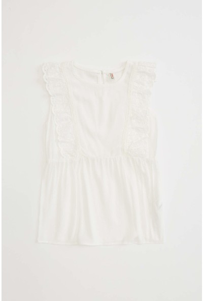 Defacto Kız Çocuk Dantel Detaylı Kolsuz Bluz N9403A620SM