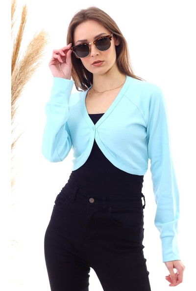 Miss Lusi 20040407 Interlok Tek Düğmeli Uzun Kol Bolero Turkuaz S Miss Lusi 20040407 Interlok Tek Düğmeli Uzun Kol Bolero Turkuaz S
