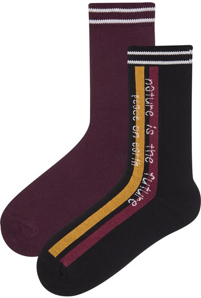 Penti Siyah-Bordo Erkek Çocuk Peace 2li Soket Penti Siyah-Bordo Erkek Çocuk Peace 2li Soket