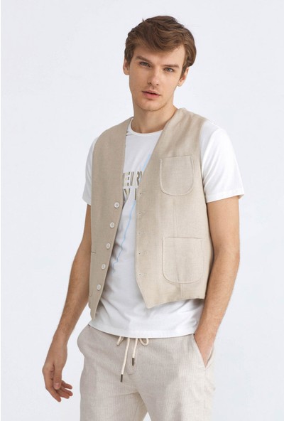 Xint V Yaka Pamuklu Slim Fit Yelek Xint V Yaka Pamuklu Slim Fit Yelek