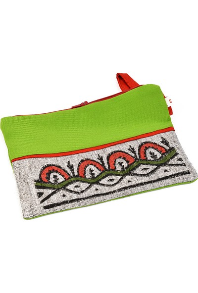 Nahıl Yeşil Tokat Baskı Makyaj Çantası
