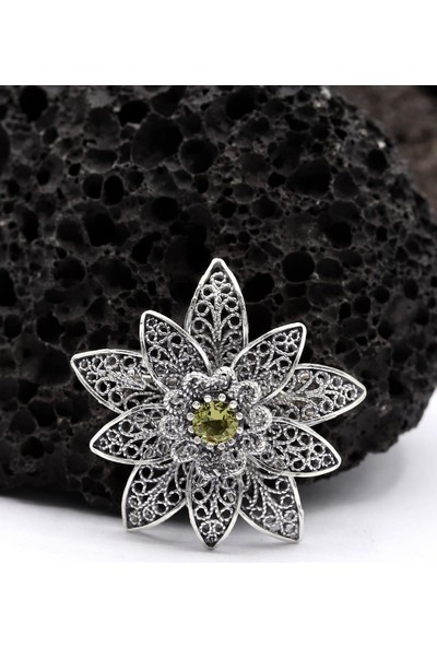 Akyüz Gümüş Zultanit Taşlı Telkari Gümüş Broş Akyüz Gümüş Zultanit Taşlı Telkari Gümüş Broş