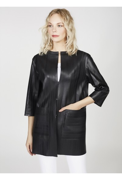 Desa Collection Abrianna Kadın Panelli Anatomik Uzun Deri Ceket Desa Collection Abrianna Kadın Panelli Anatomik Uzun Deri Ceket