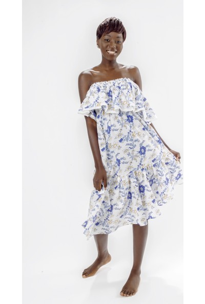 Jacket & Vest Çiçek Desenli Straplez Elbise 40