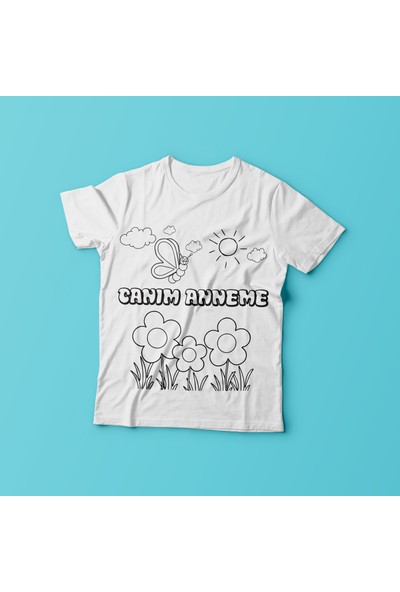 T-Moni Design Boyanabilir Canım Anneme Desenli Kız Çocuk Tişörtü T-Moni Design Boyanabilir Canım Anneme Desenli Kız Çocuk Tişörtü