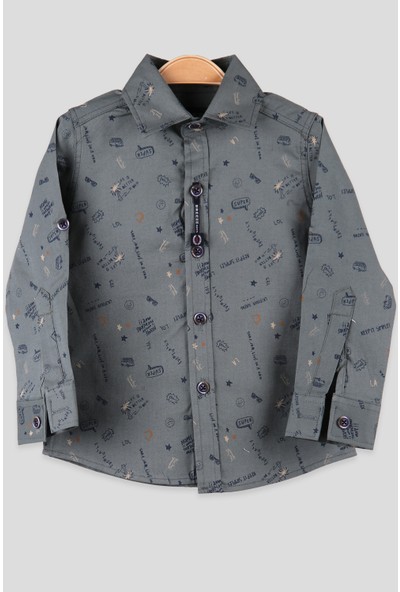 Breeze Erkek Çocuk Desenli Gömlek Haki 7 Yaş