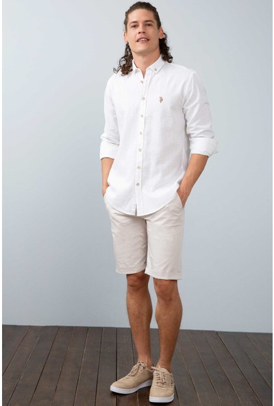 U.S. Polo Assn. Erkek Dokuma Bermuda Capri 50203532-VR049 U.S. Polo Assn. Erkek Dokuma Bermuda Capri 50203532-VR049