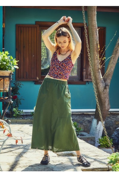 Clandestino Otantik Cep Detaylı Şalvar Pantolon Yeşil