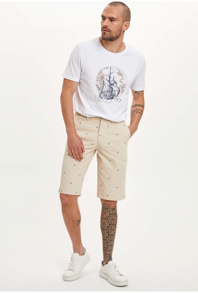 DeFacto Kaktüs Desenli Regular Fit Bermuda Şort N6590AZ20SM