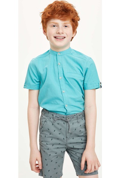 DeFacto Erkek Çocuk Regular Fit Keten Görünümlü Kısa Kol Gömlek M5674A620SM