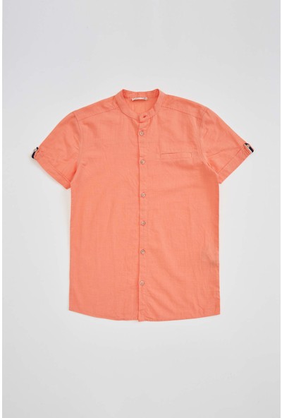 Defacto rkek Çocuk Regular Fit Keten Görünümlü Kısa Kol Gömlek M5674A620SM