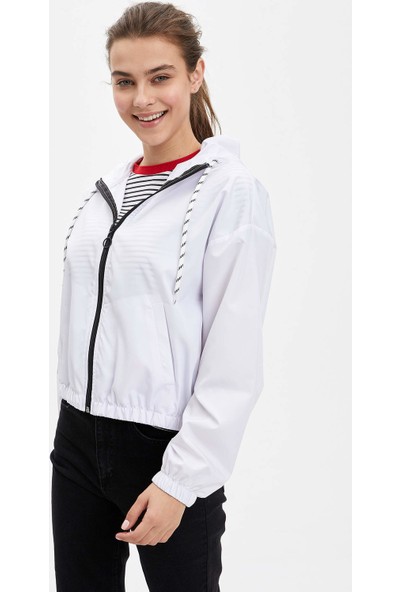 DeFacto Slogan Baskılı Kapüşonlu Fermuarlı Mont S0674AZ20SP