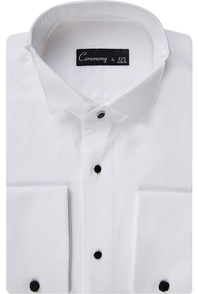 D'S Damat Slim Fit Beyaz Smokin Gömlek
