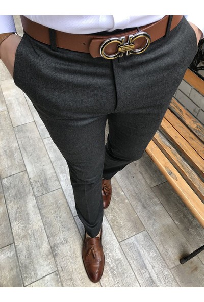 Terzi Adem İtalyan Kesim Slim Fit Antrasit Kumaş Pantolon T3485 Terzi Adem İtalyan Kesim Slim Fit Antrasit Kumaş Pantolon T3485